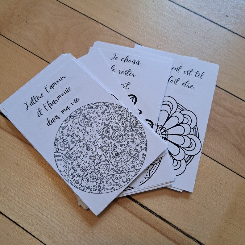 DOUBLE SET 106 Positive Affirmations Cards to Print and Color Mandala ...