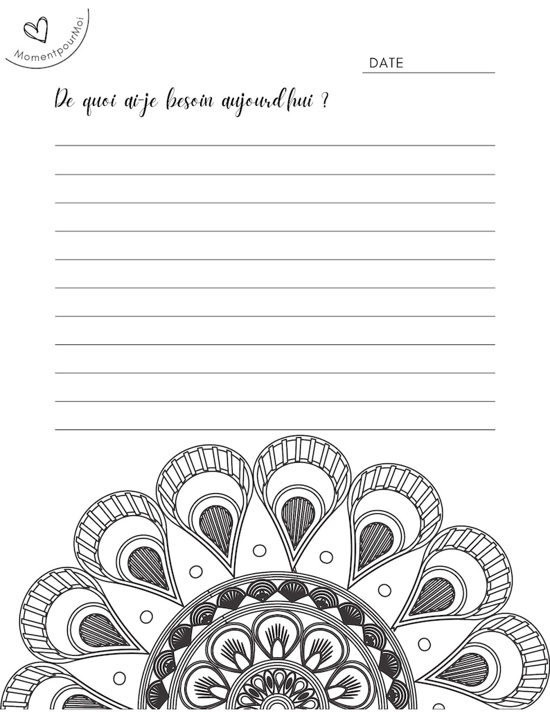 Journal à Imprimer Et à Colorier 30 Questions Mandala - Etsy