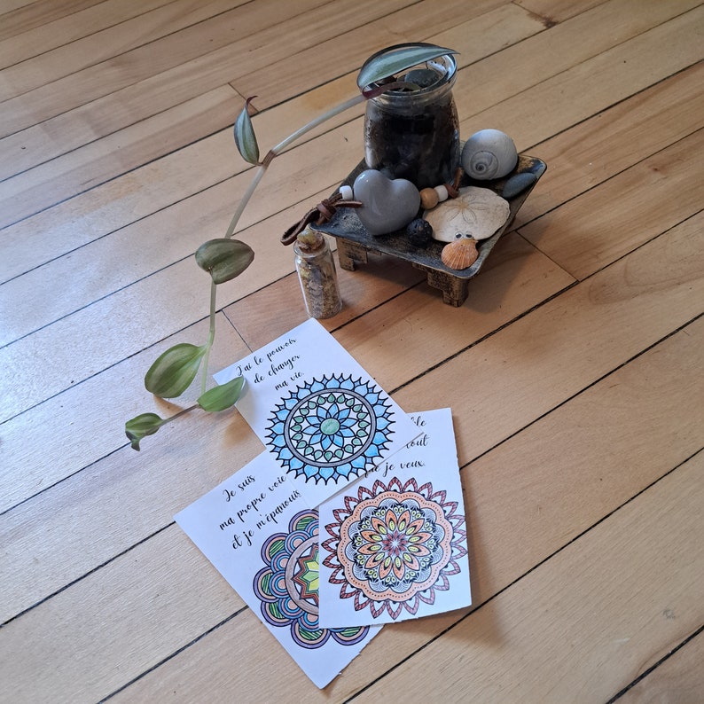 DOUBLE SET 106 Positive Affirmations Cards to Print and Color Mandala ...