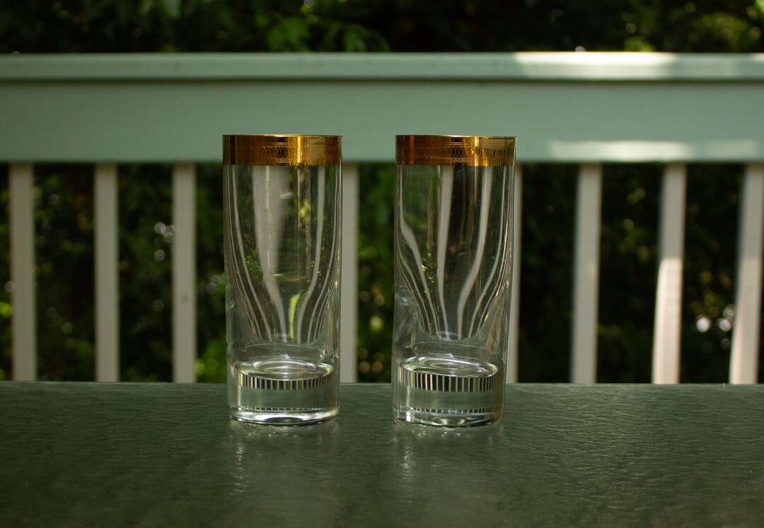 22k Gold Rimmed Bohemia Crystal Tall Glasses - Etsy