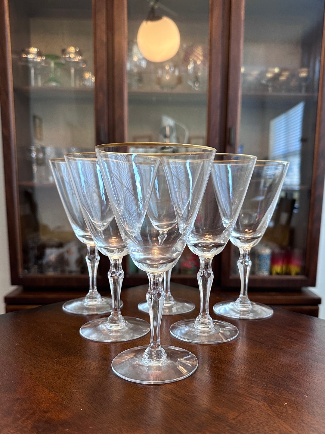 Fostoria Mayfair Aurora Gold Rimmed Water Goblets - Etsy