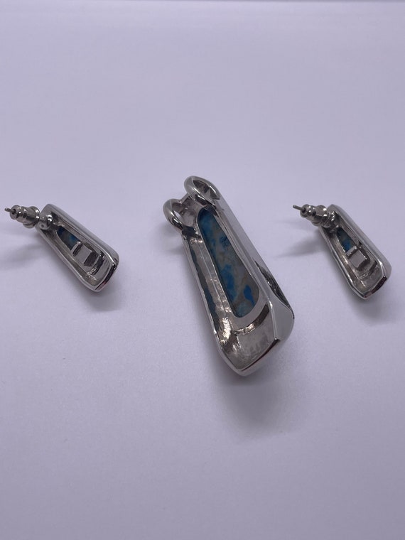 Vintage Sterling Silver and Opalina Stone Set (earrin… - Gem