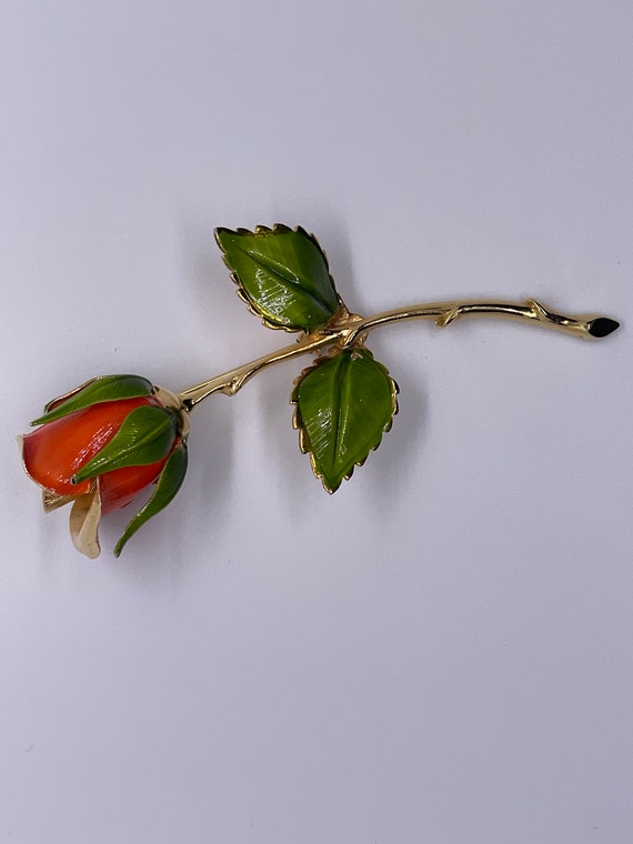 Vintage Giovanni Red Rose Brooch Pin; Mother Day gift… - Gem