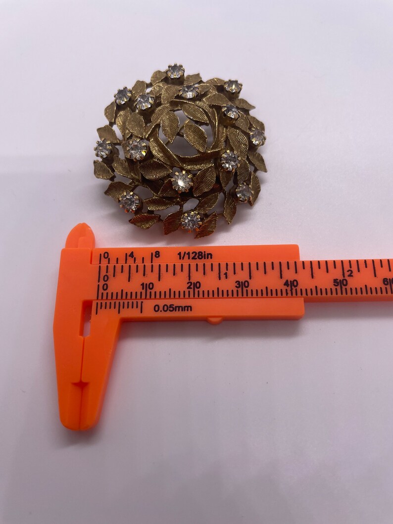 Gold Signed Goldette Flower Brooch With Rhinestones - Etsy