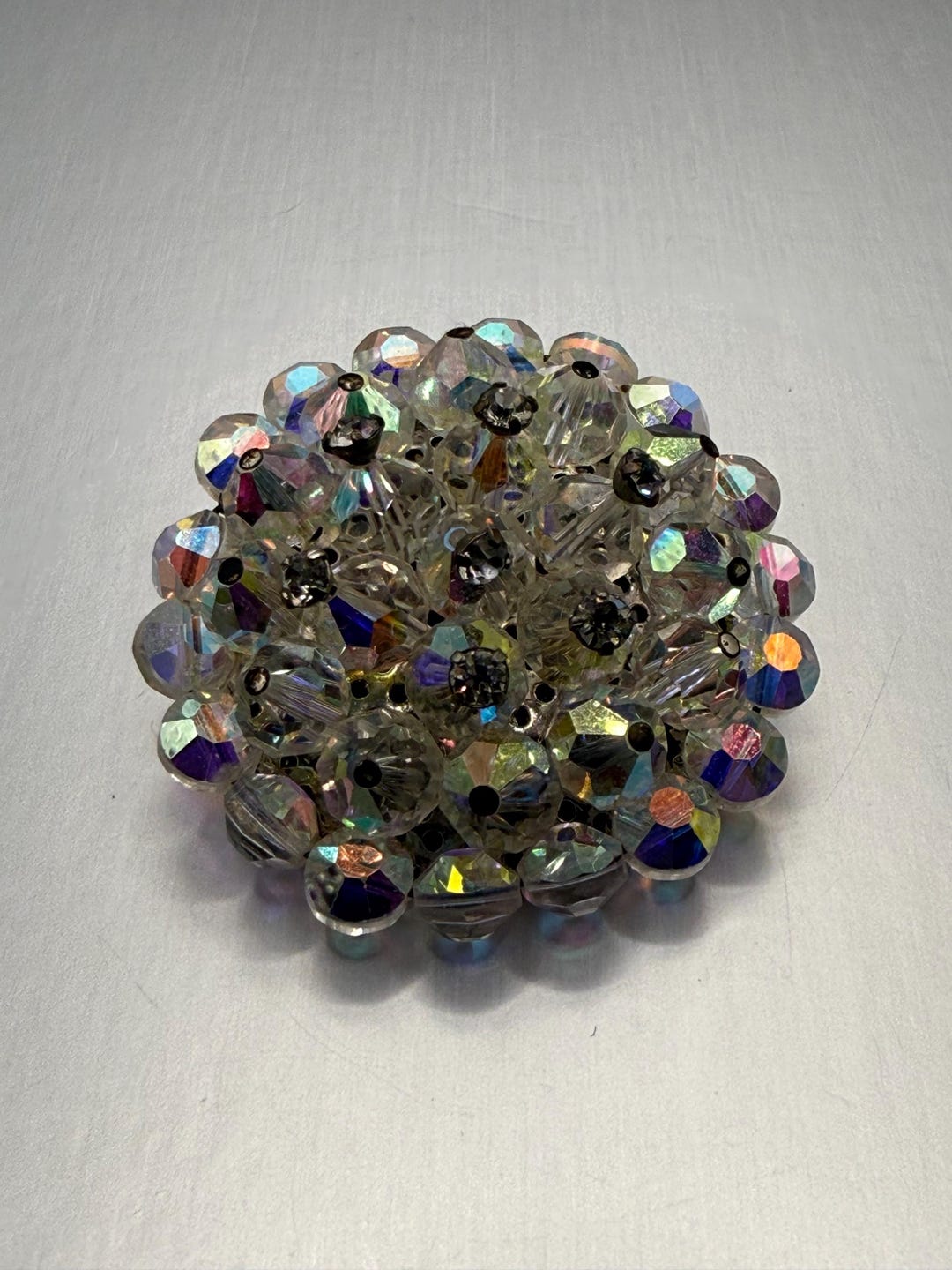 Simple and Classy Vintage Clear Bead Brooch - Etsy