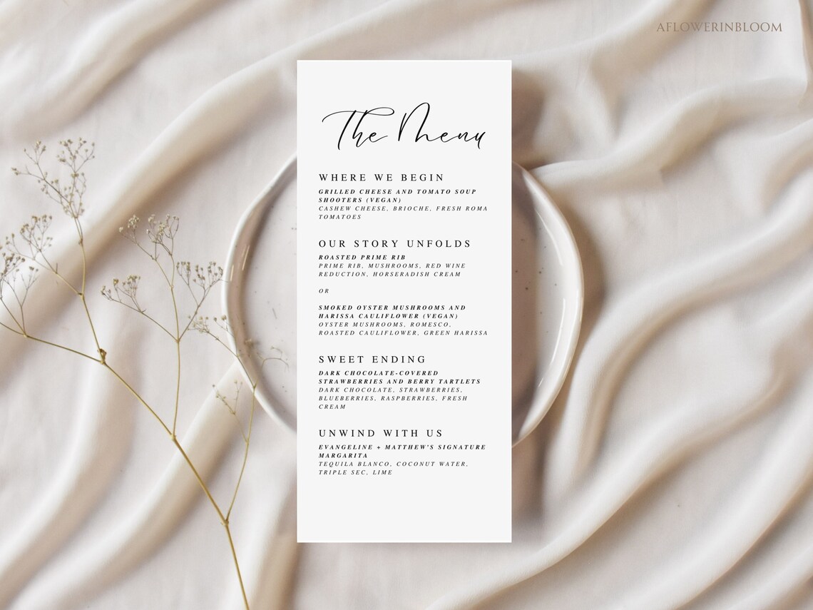 Modern Menu and Thank You Card Thank You Place Cards Wedding Napkin ...