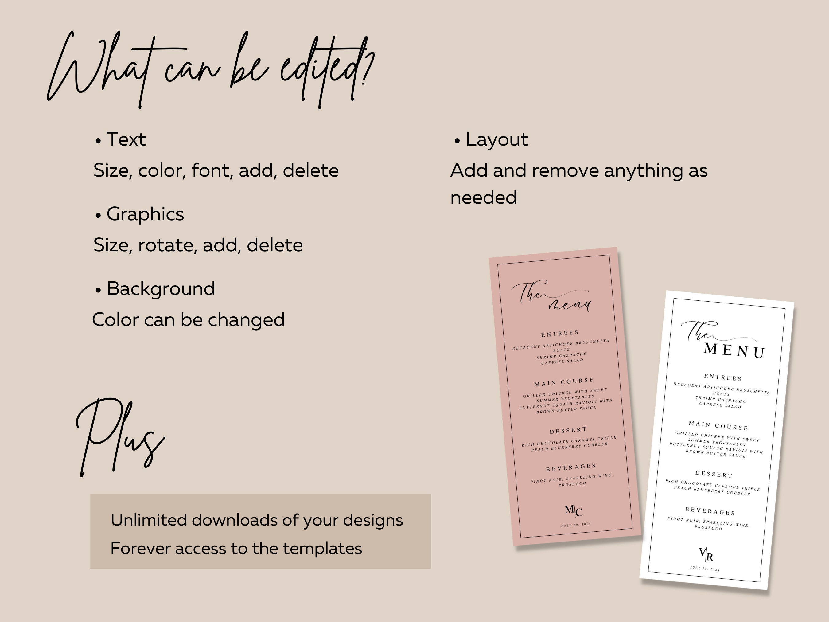 Modern Menu and Thank You Card Thank You Place Cards Wedding Napkin ...