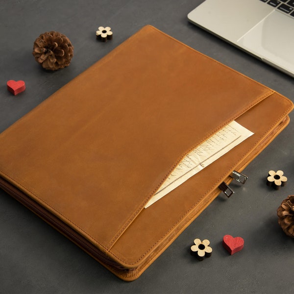 Zipper Leather Portfolio - Etsy