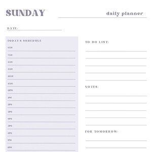 Printable or Digital Daily Planner Retro and Minimal, Purple - Etsy