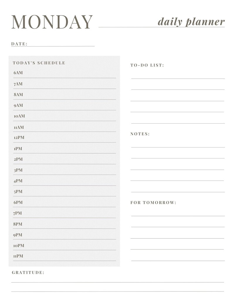 Printable Daily Planner Simple and Minimal - Etsy