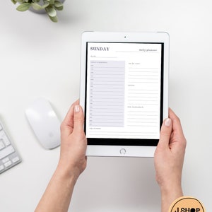 Printable or Digital Daily Planner Retro and Minimal, Purple - Etsy