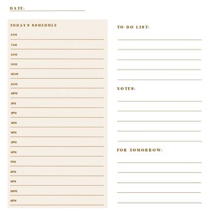 Printable Daily Planner Retro and Minimal, Brown - Etsy
