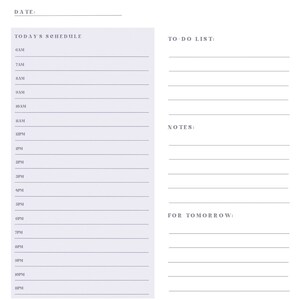 Printable or Digital Daily Planner Retro and Minimal, Purple - Etsy
