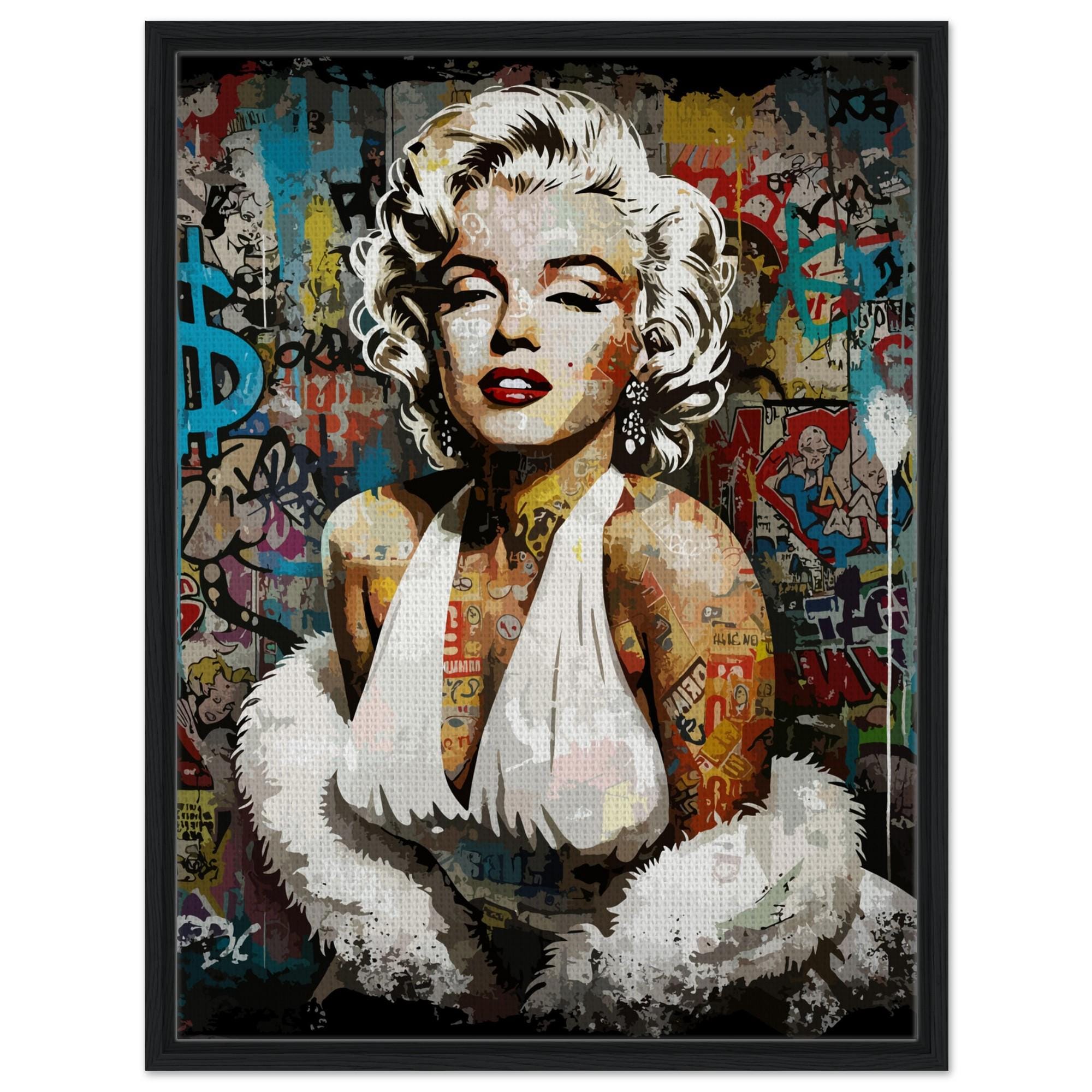 Retrofied Marilyn Monroe Graffiti Art Print - Framed Canvas Portrait ...