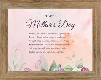 Mother's Day Acrostic Printable - From a Teenager - Unique Wall Art ...