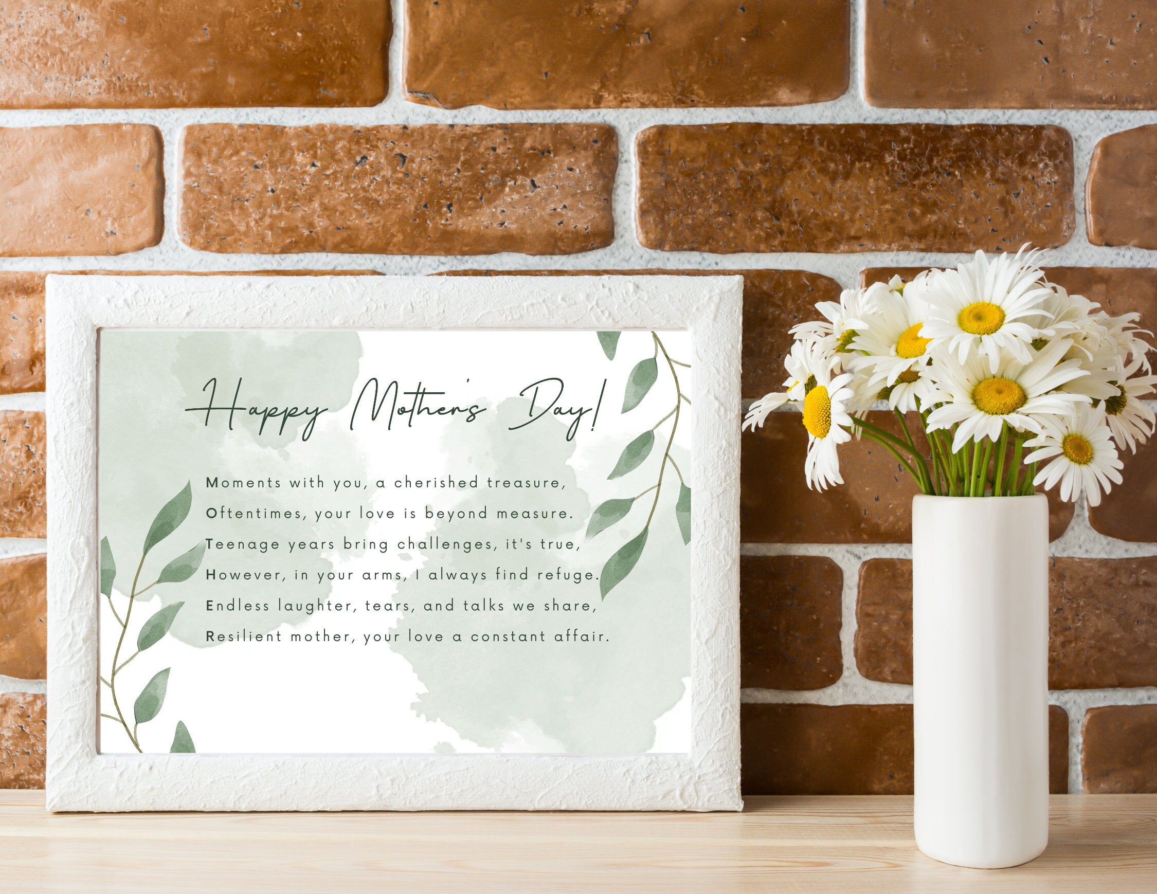 Mother's Day Acrostic Printable - From a Teenager - Unique Wall Art ...