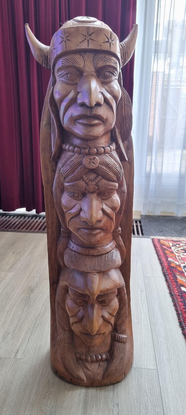 Wooden Indian Totem Statue - Etsy