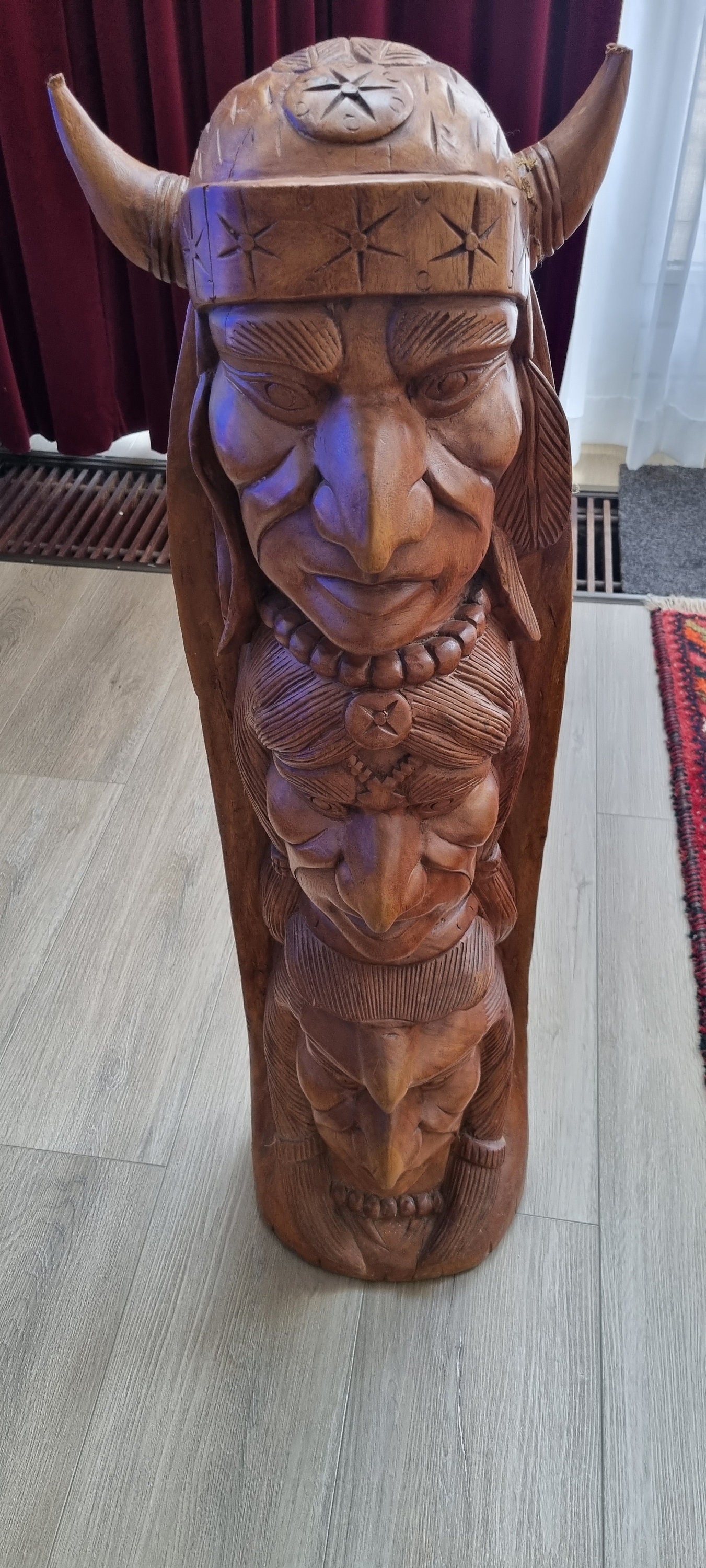 Wooden Indian Totem Statue - Etsy