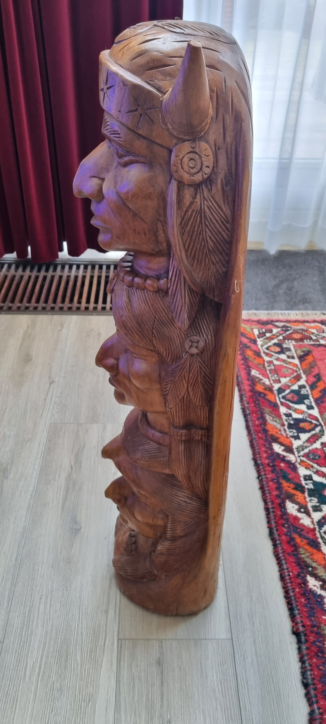 Wooden Indian Totem Statue - Etsy