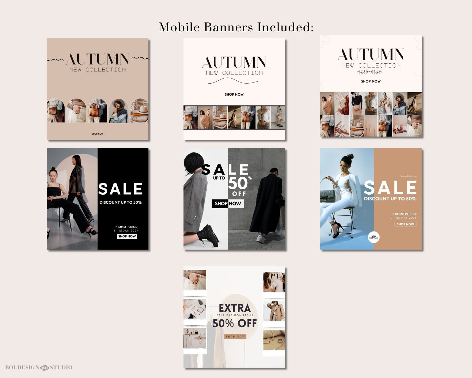 Neutral Fashion Website Banners | Canva Shopify Theme (digital Download ...