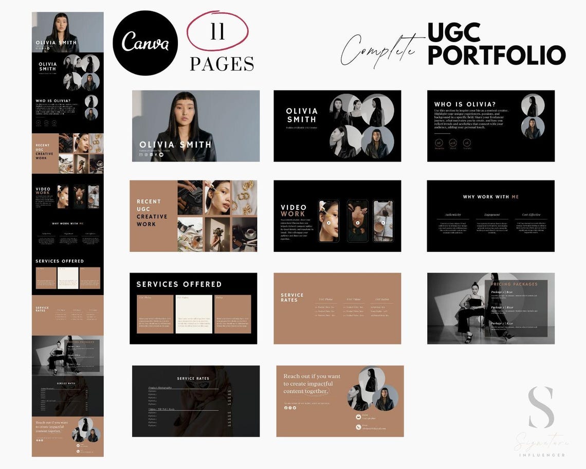 UGC Portfolio Influencer Portfolio Template Plus BONUS, Neutral Canva ...
