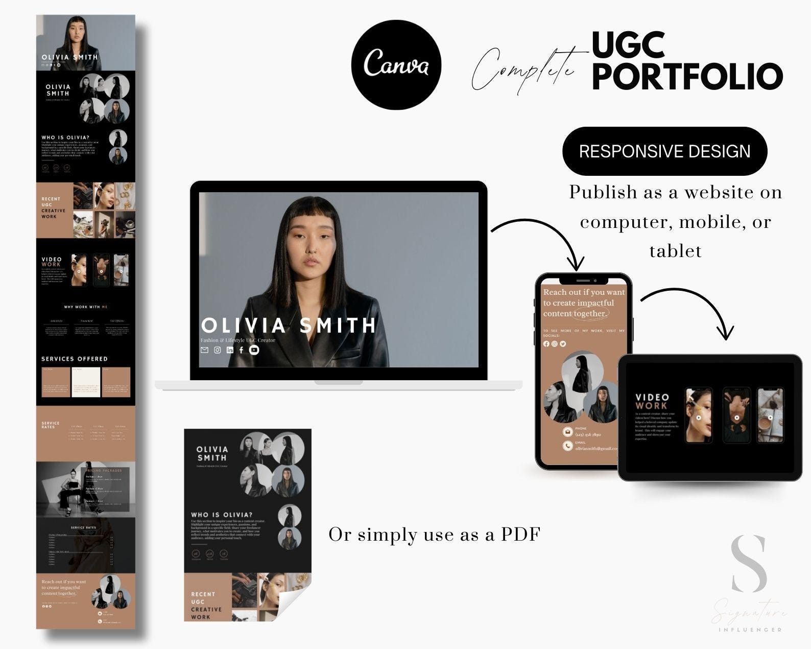 UGC Portfolio Influencer Portfolio Template Plus BONUS, Neutral Canva ...