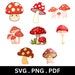 Mushroom Svg Bundle, Red Mushroom Svg, Cute Mushroom Svg, Mushroom Png ...