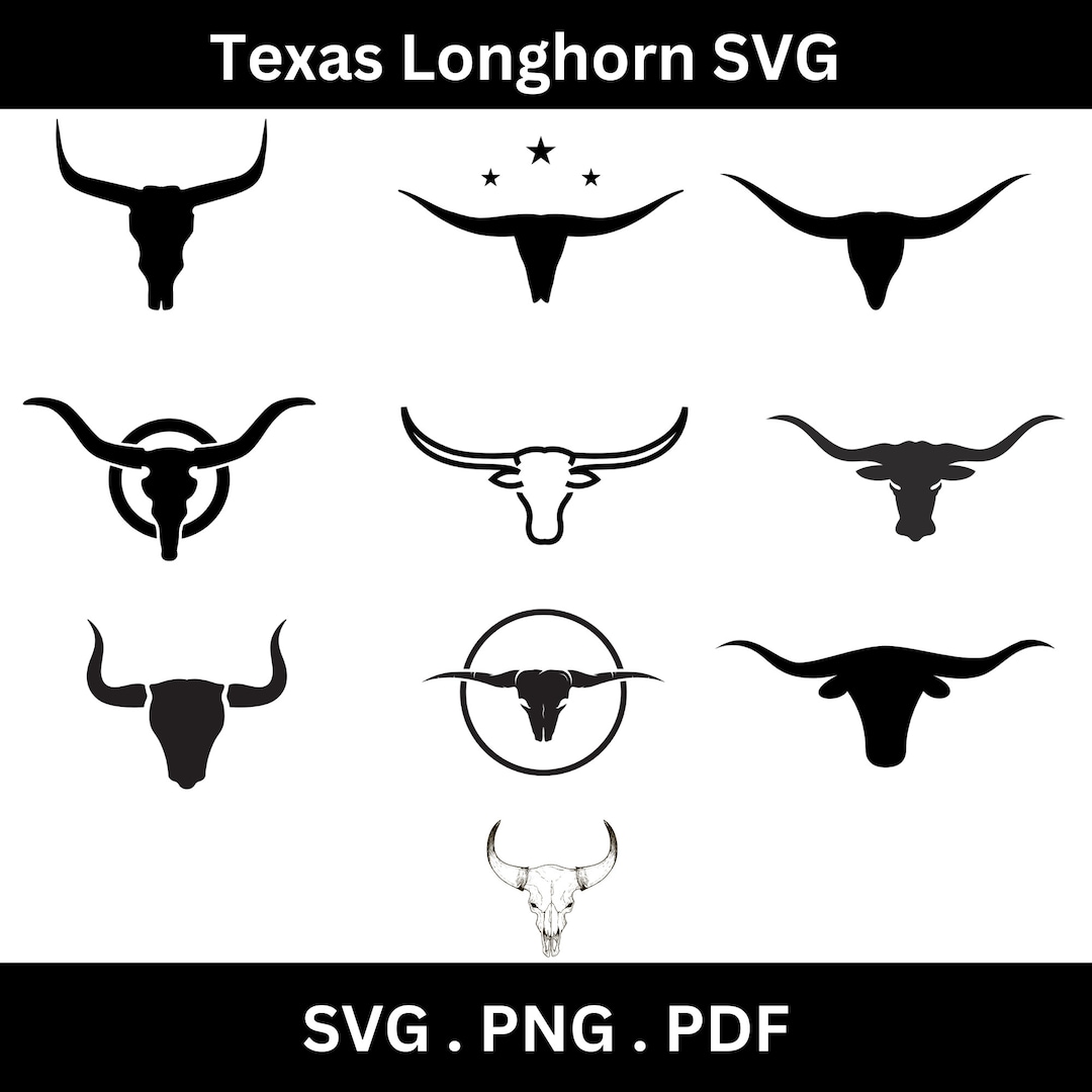 Texas Longhorn Svg Bundle, Bull Head Svg, Texas Longhorn Png, Longhorn ...