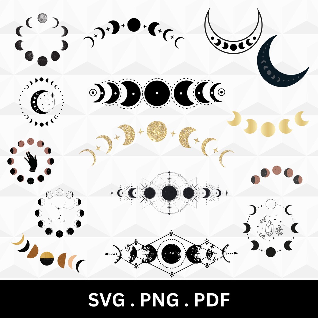 Moon Phases Svg, Moon Phase Png, Crescent Moon Svg, Mystical Svg. - Etsy