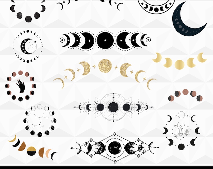 Moon Svg Bundle, Moon Phase SVG Png, Lunar Phases Svg, Moon Phase Clip ...