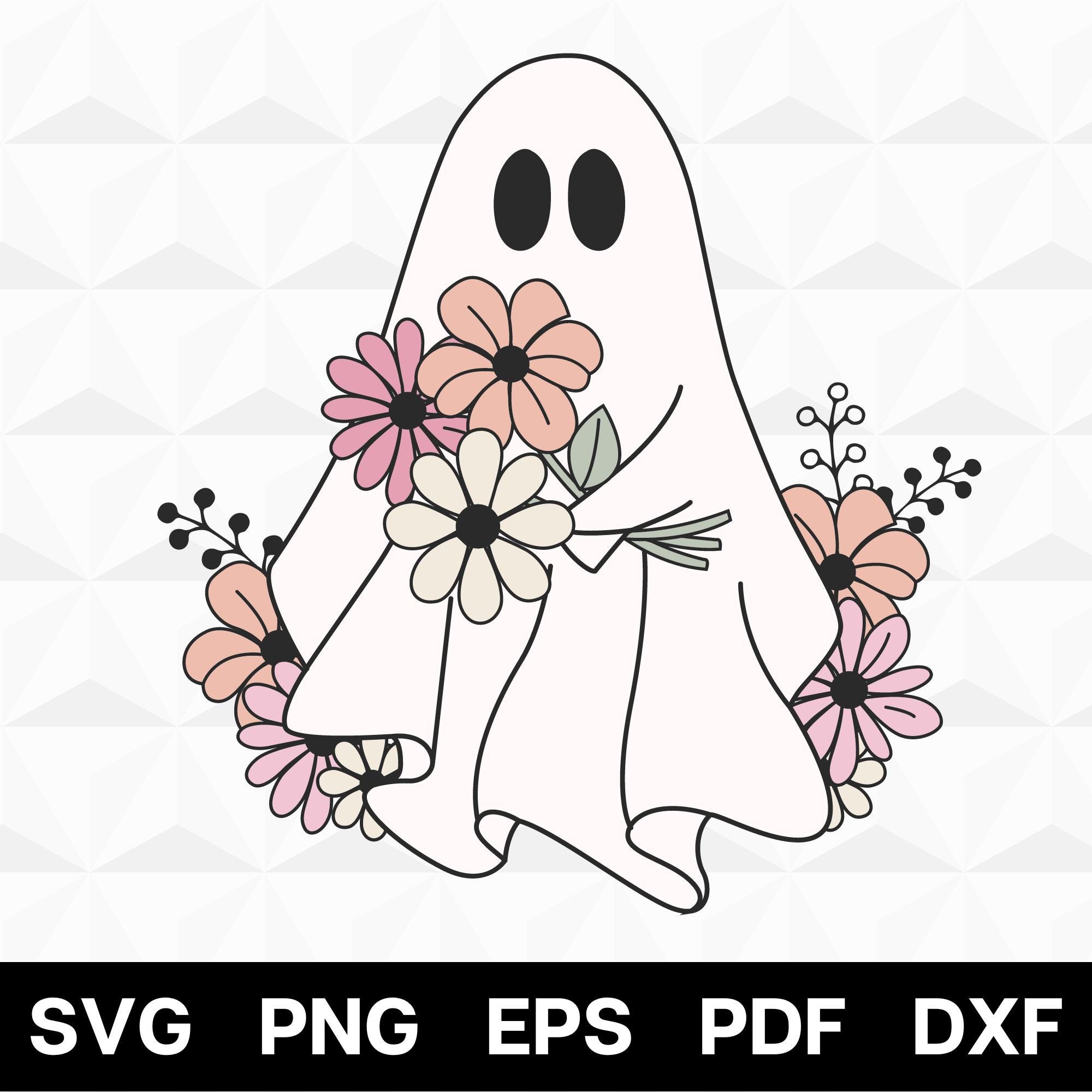 Floral Ghost Svg, Cute Ghost Svg, Flower Ghost Svg, Halloween Ghost Svg ...