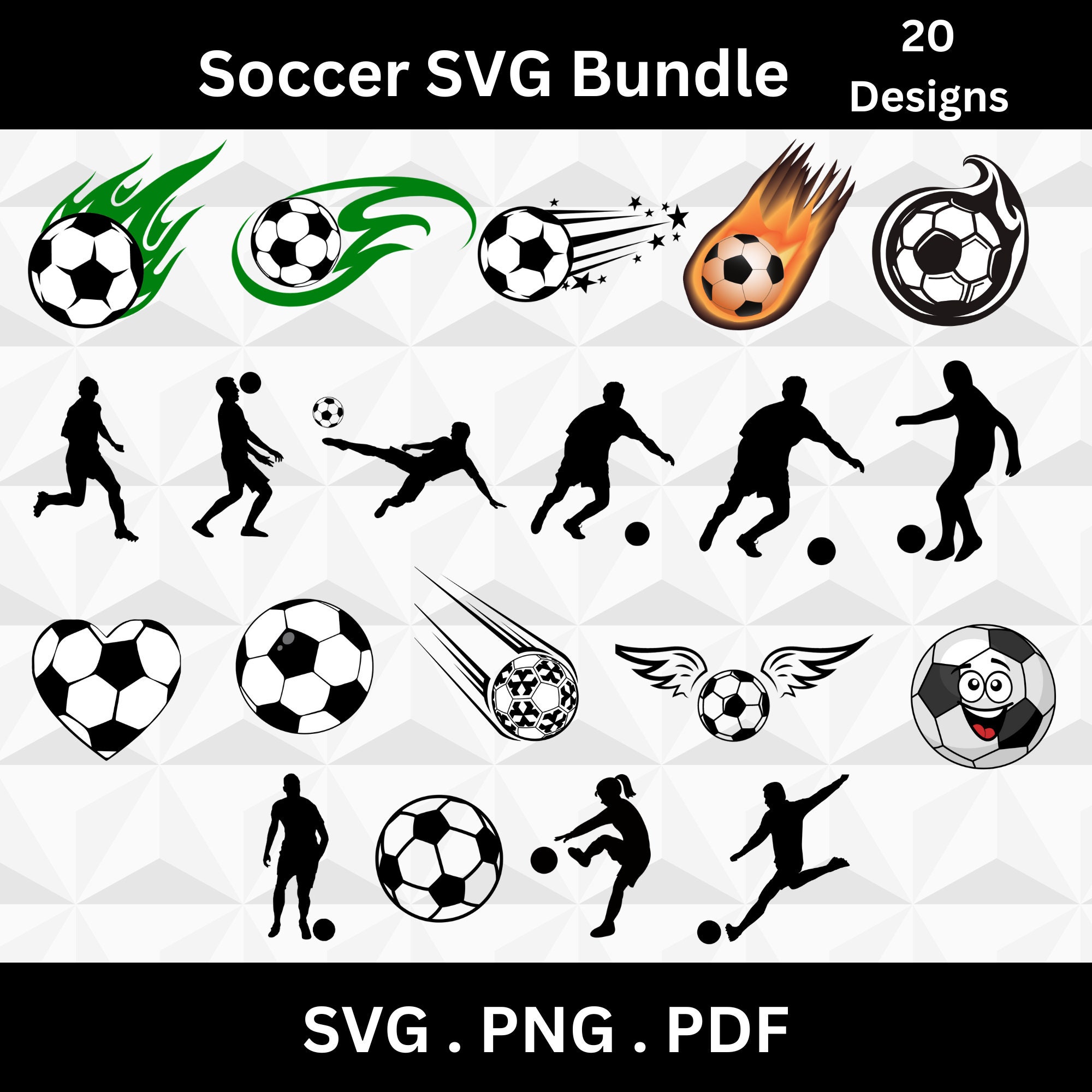 Soccer Svg Bundle, Soccer Ball Svg, Soccer Player Svg, Soccer Png Bundle, Soccer Silhouette ...