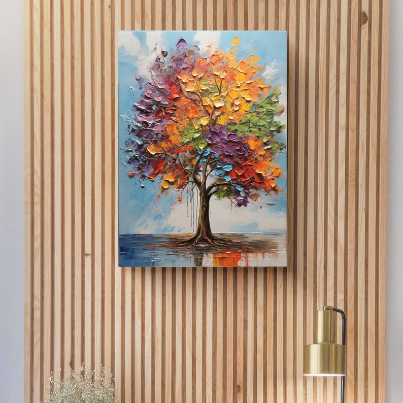 Abstract Autumn Tree Wall Art, Colorful Tree Canvas Wall Art, Nature ...