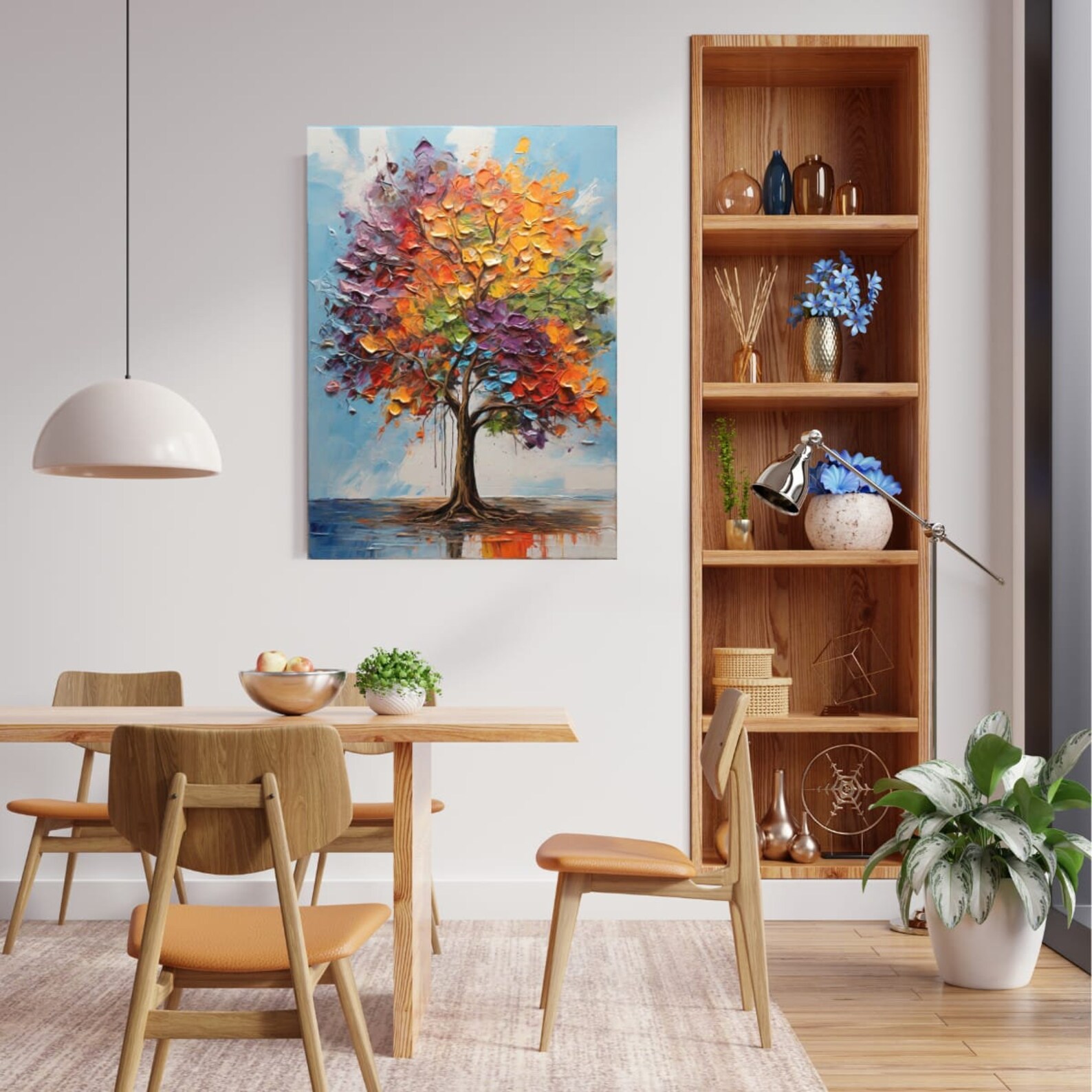 Abstract Autumn Tree Wall Art, Colorful Tree Canvas Wall Art, Nature ...