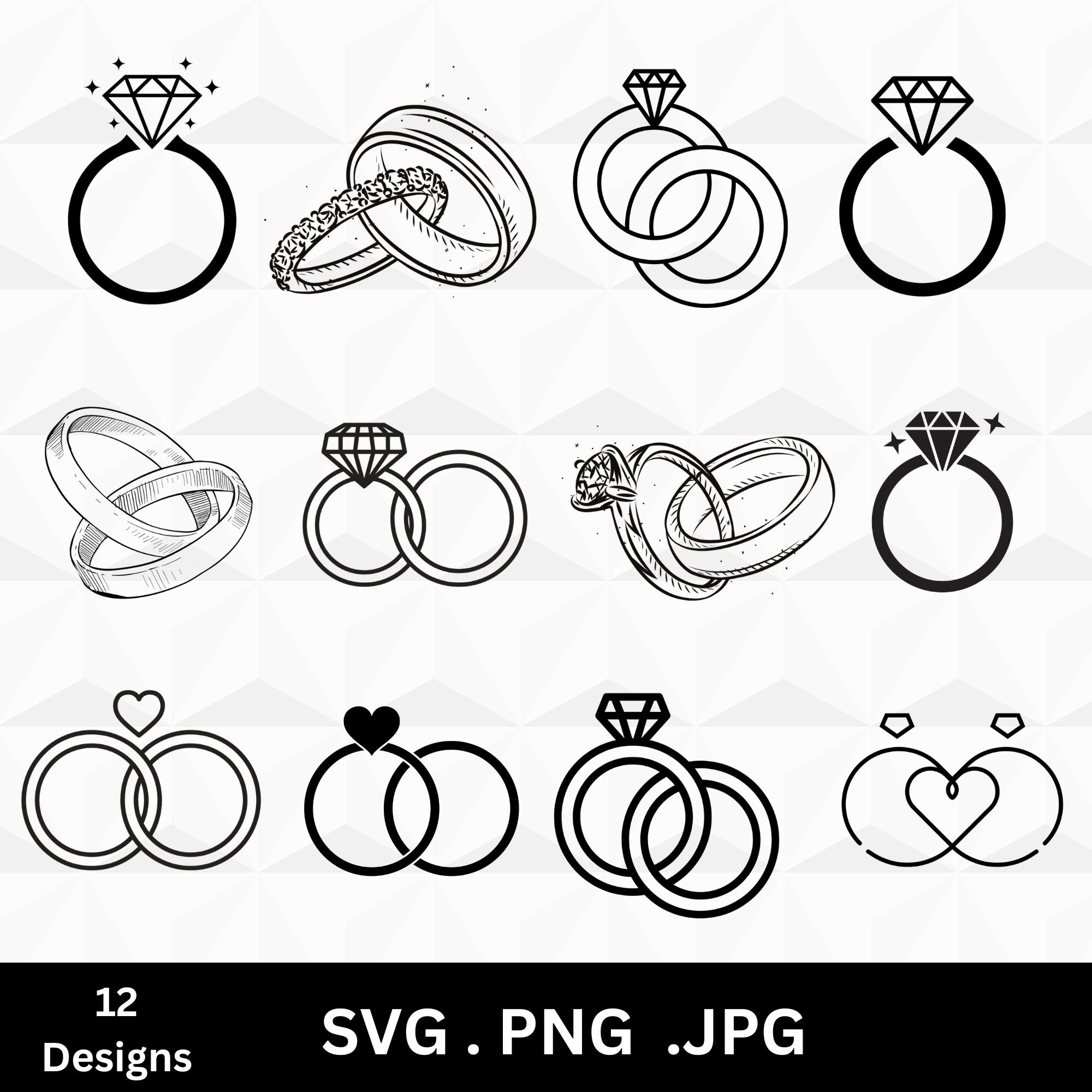 Engagement Ring Svg, Diamond Ring Svg, Wedding Rings Svg Bundle, Rings ...
