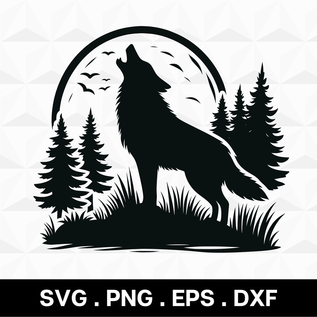 Wolf Shirt Svg, Howling Wolf Svg, Instant Download Wolf Silhouette Svg ...