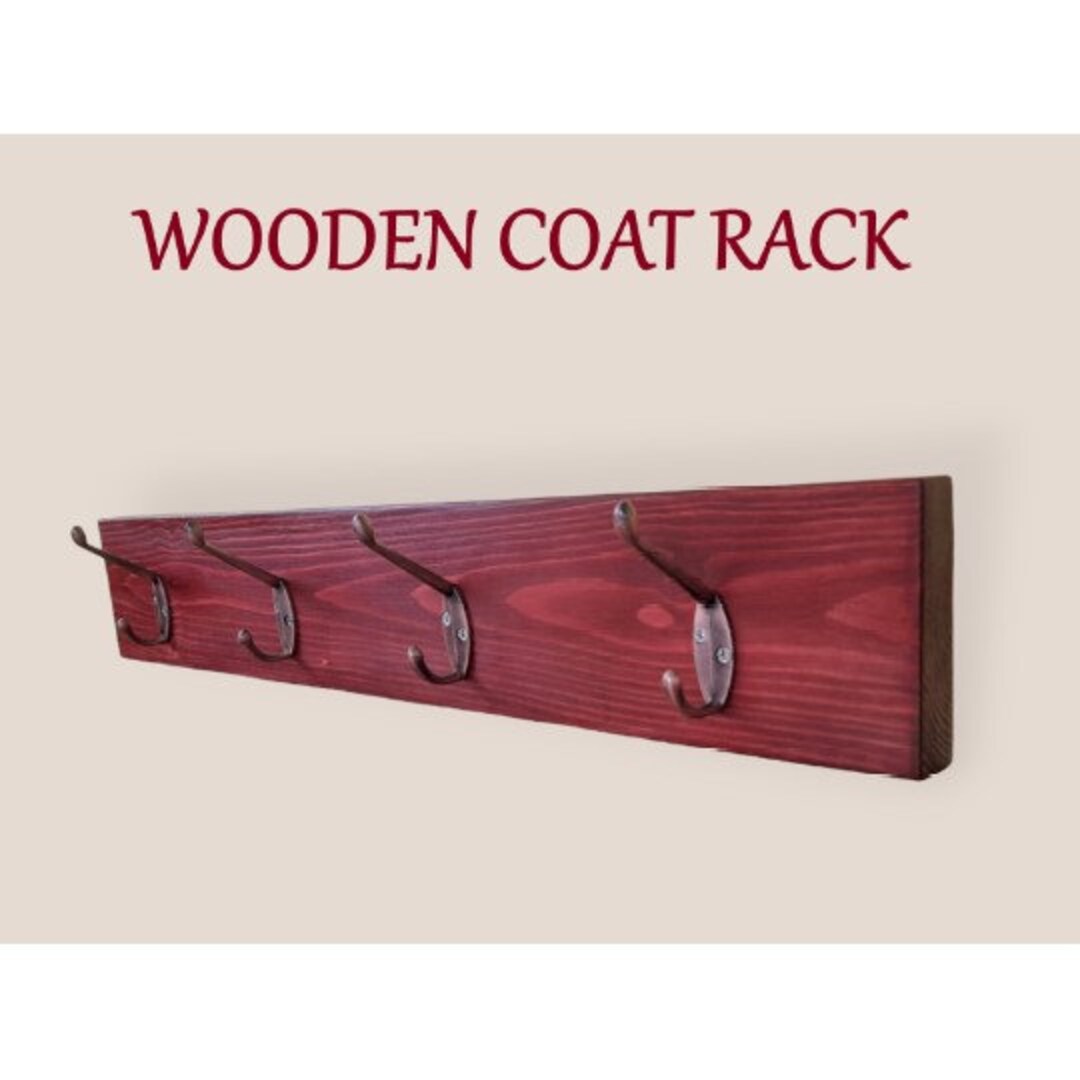 Wooden Coat Rack, Handmade Antique Mahogany Wood Coat Hanger, Coat Rack ...