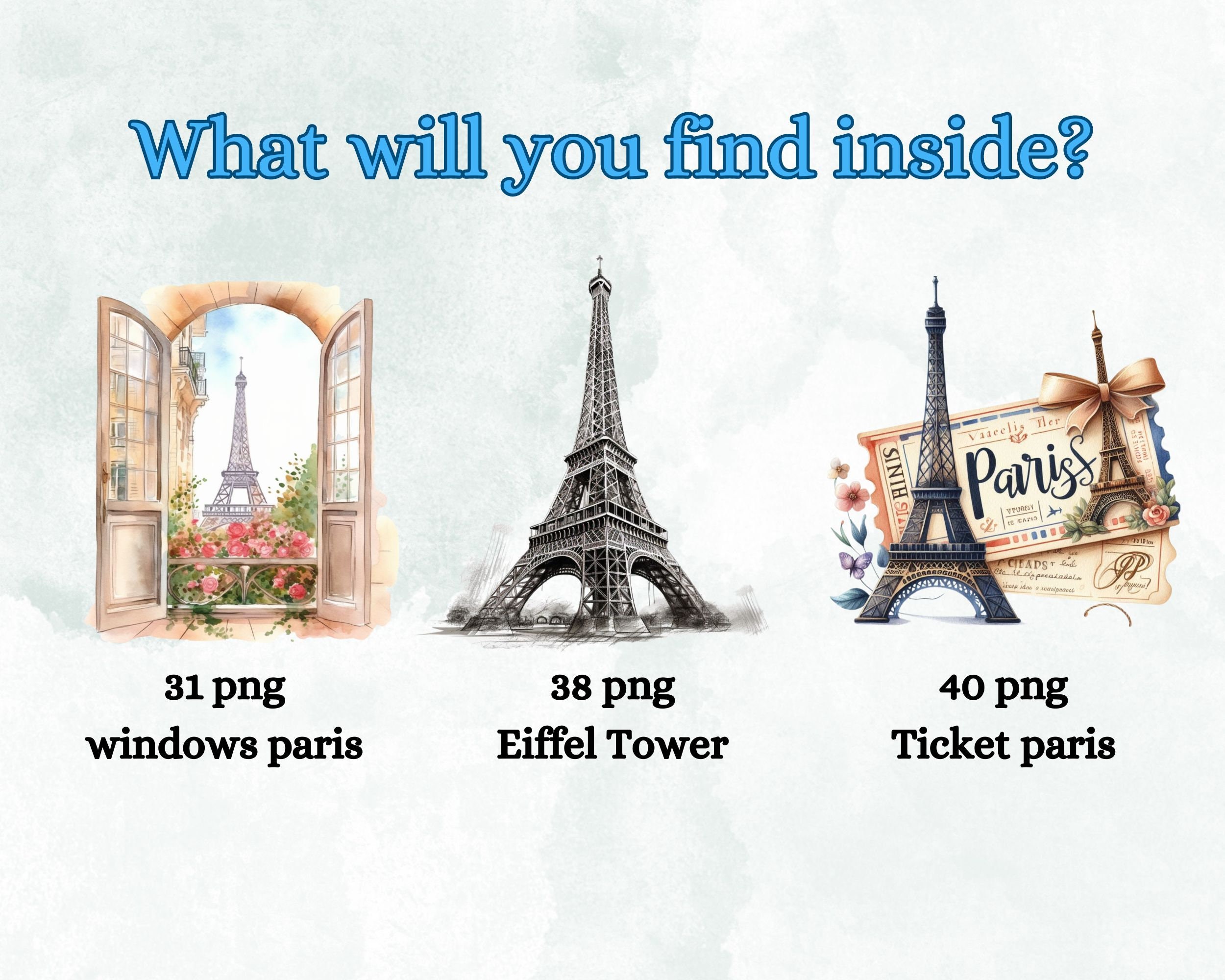 Paris Big Bundle Clipart, Paris Illustration Sketch City, Romantic ...