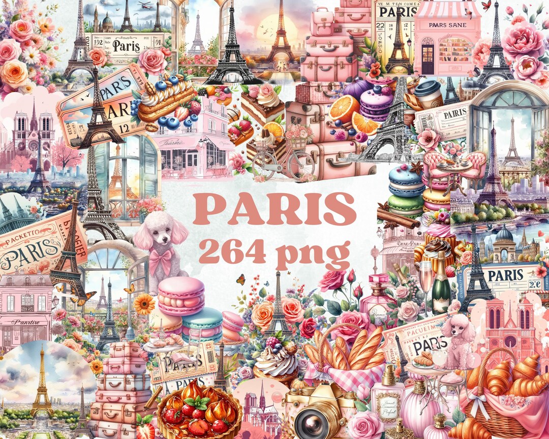 Paris Big Bundle Clipart, Paris Illustration Sketch City, Romantic ...