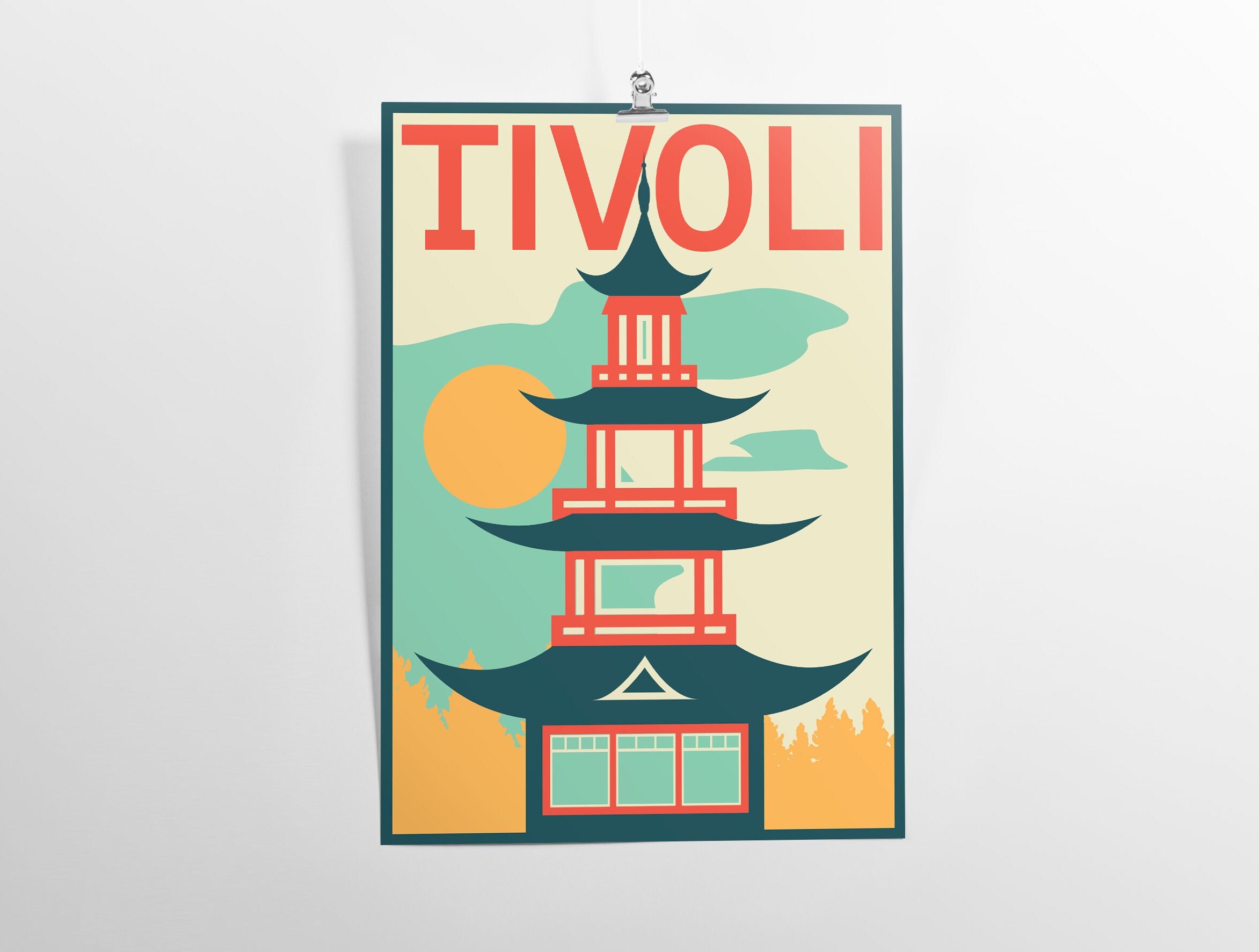 Tivoli Gardens Art Print: Copenhagen Japanese Pagoda, Mid-century ...