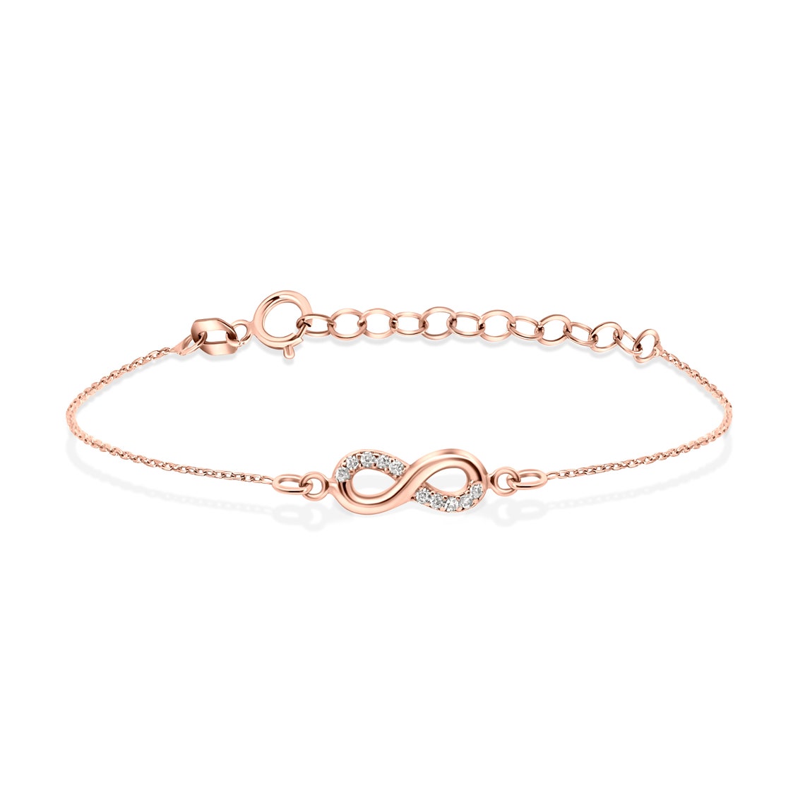 Infinity Bracelet With CZ in 14 K Solid Gold | Chic Infinity Gold ...