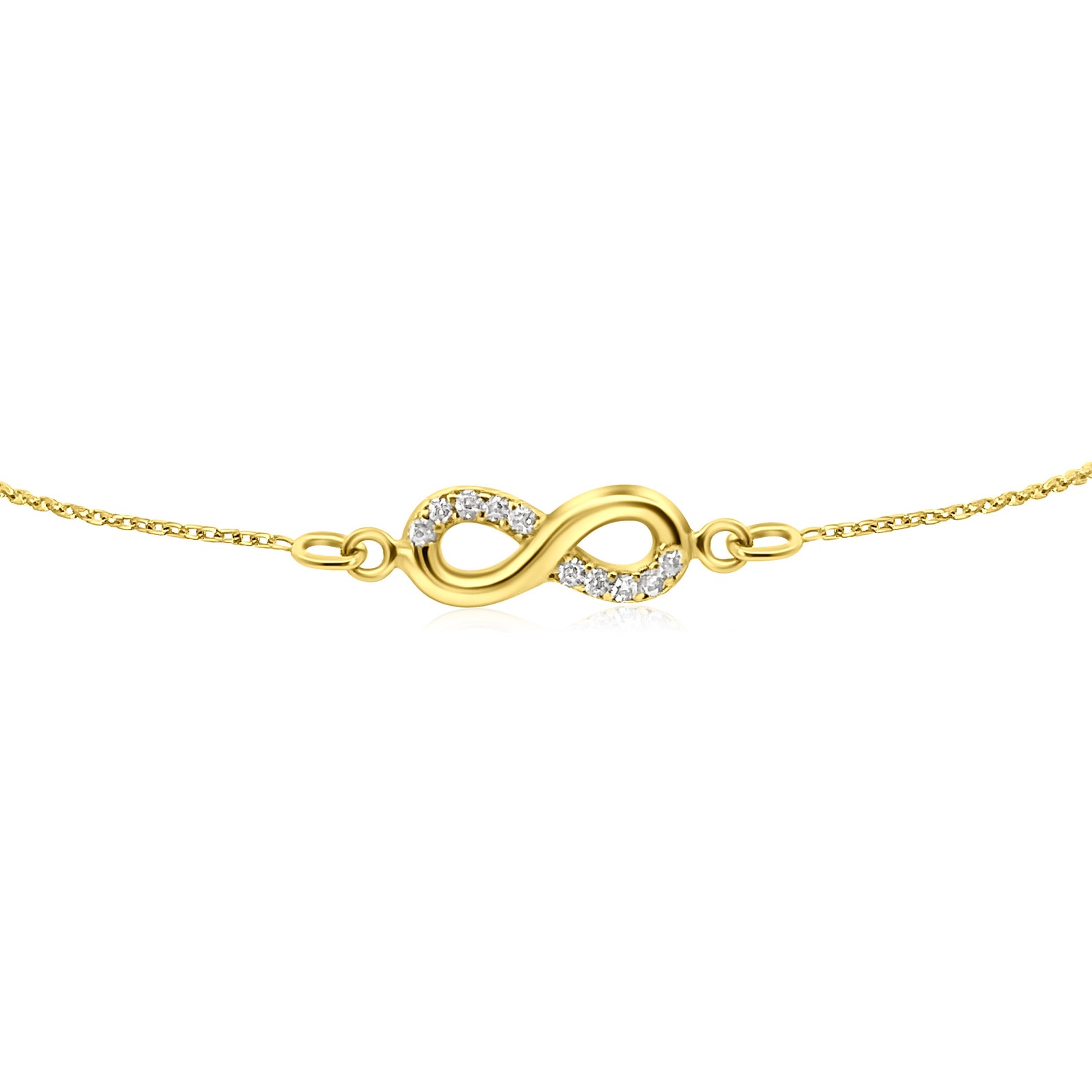 Infinity Bracelet With CZ in 14 K Solid Gold | Chic Infinity Gold ...