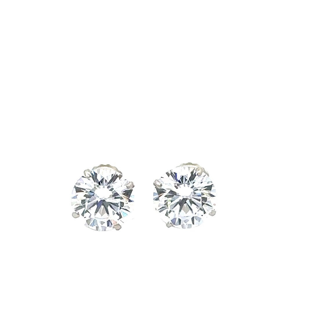 14 Karat White Gold CZ Screw Back Stud Earrings - Etsy