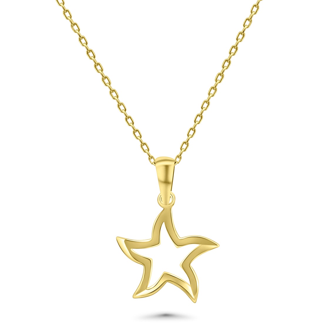 Starfish Pendant Necklace in 14 Karat Solid Gold | Handcrafted Gold ...