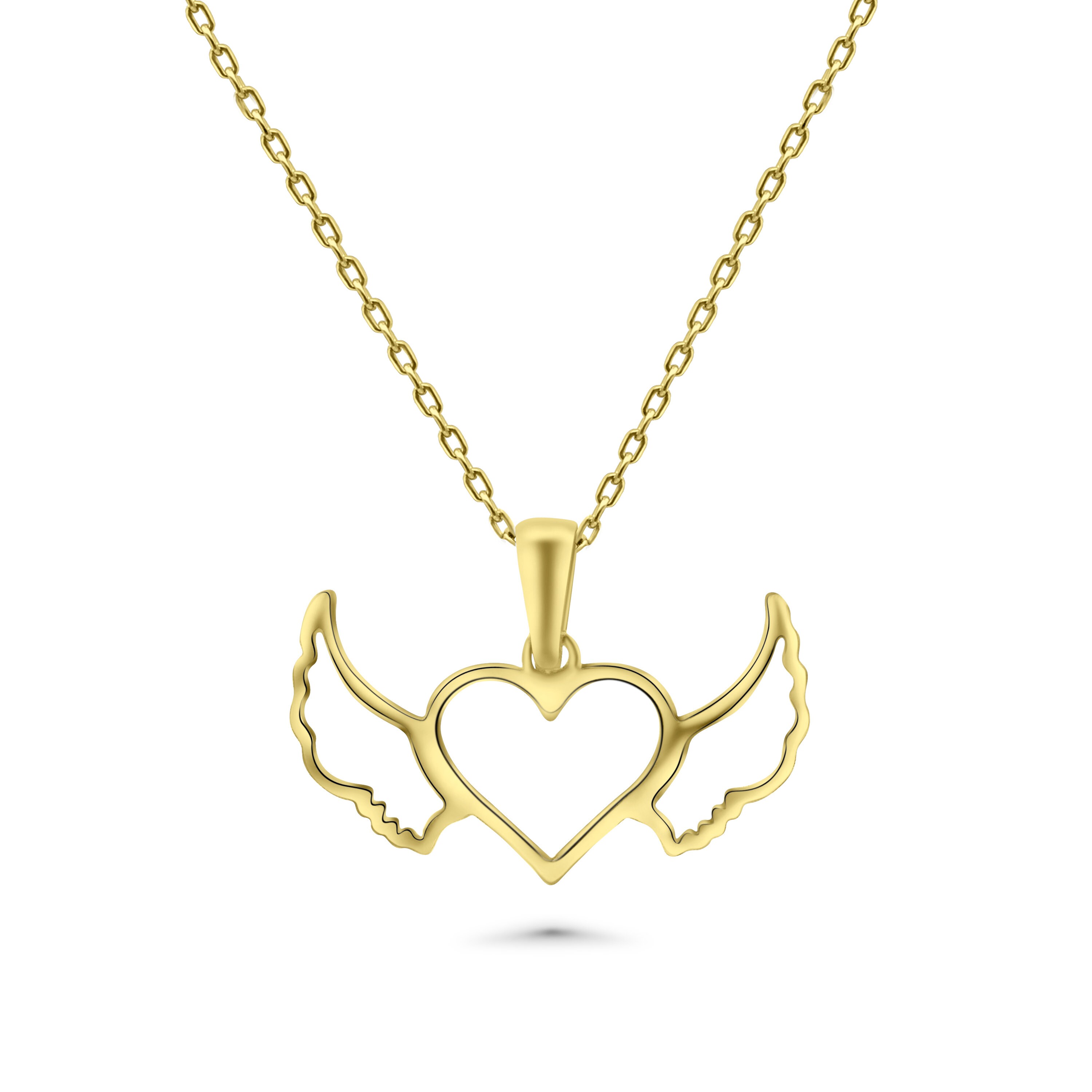 Angel Heart Necklace in 14 Karat Solid Gold | Everyday Wear Gold ...