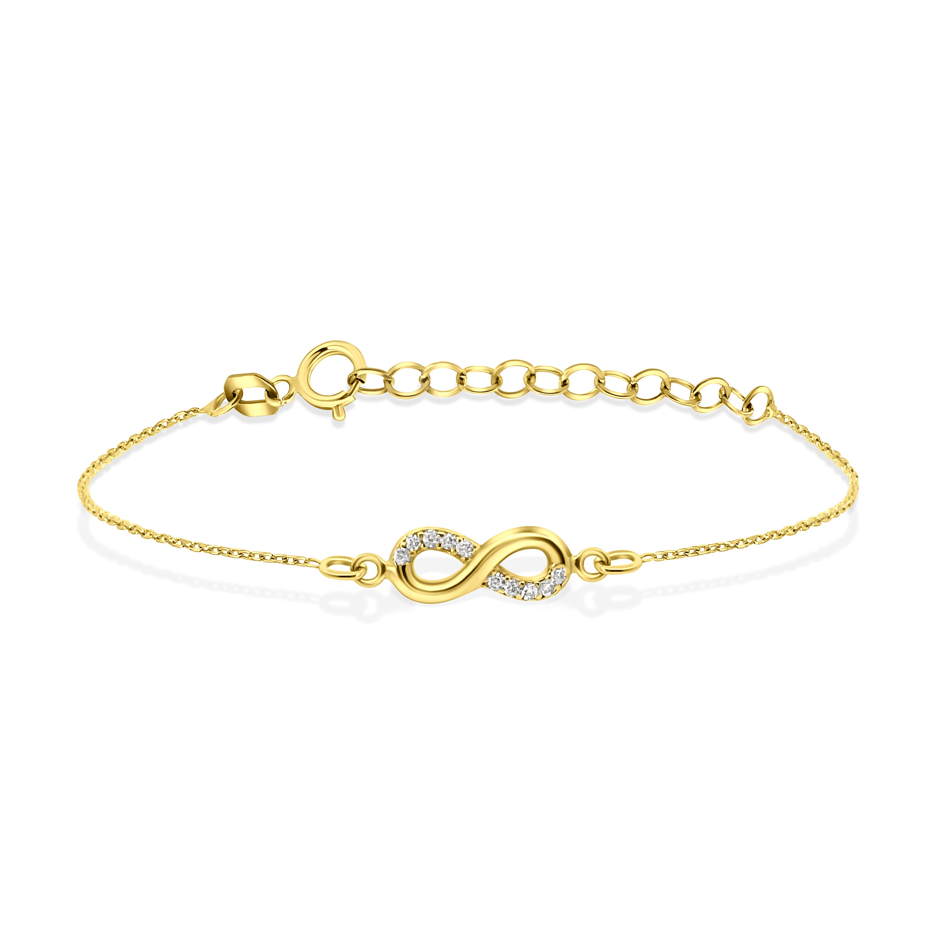 Infinity Bracelet With CZ in 14 K Solid Gold Chic Infinity Gold ...