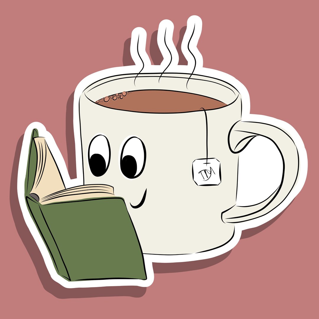 Tea Mug Sticker Reading Sticker Matte Vinyl Sticker Book Sticker Gift ...