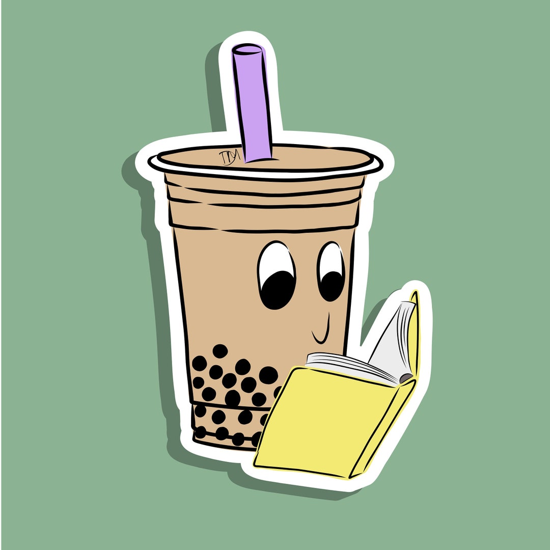 Sticker Boba Reading Sticker Matte Vinyl Sticker Bubble Tea Sticker ...