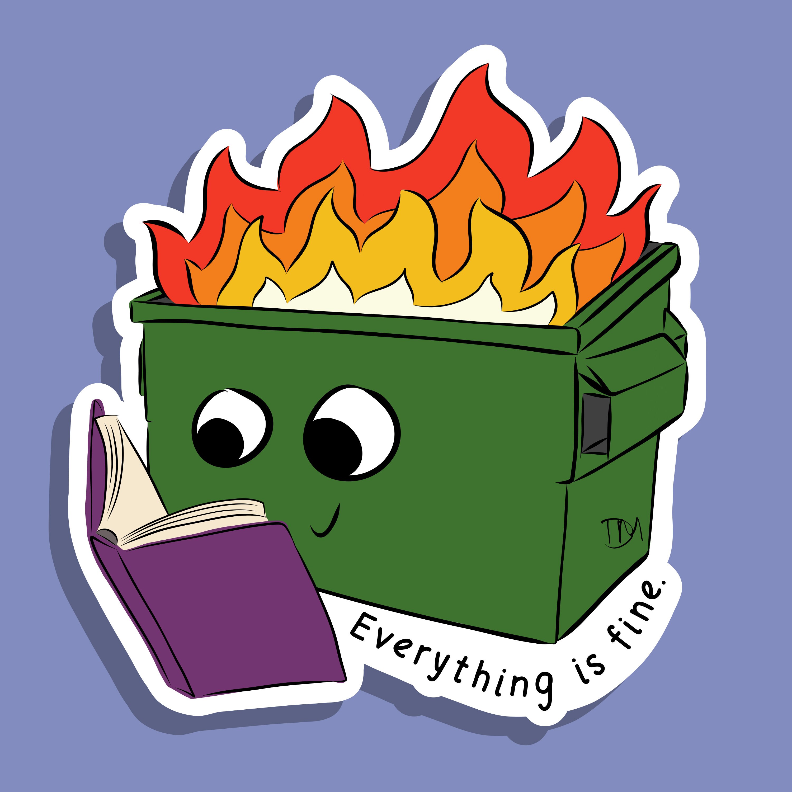 Dumpster Fire Sticker Reading Sticker Matte Vinyl Sticker Book Sticker ...