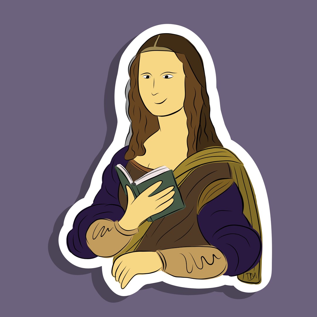 Sticker Mona Lisa Reading Sticker Matte Vinyl Sticker Da Vinci Sticker ...